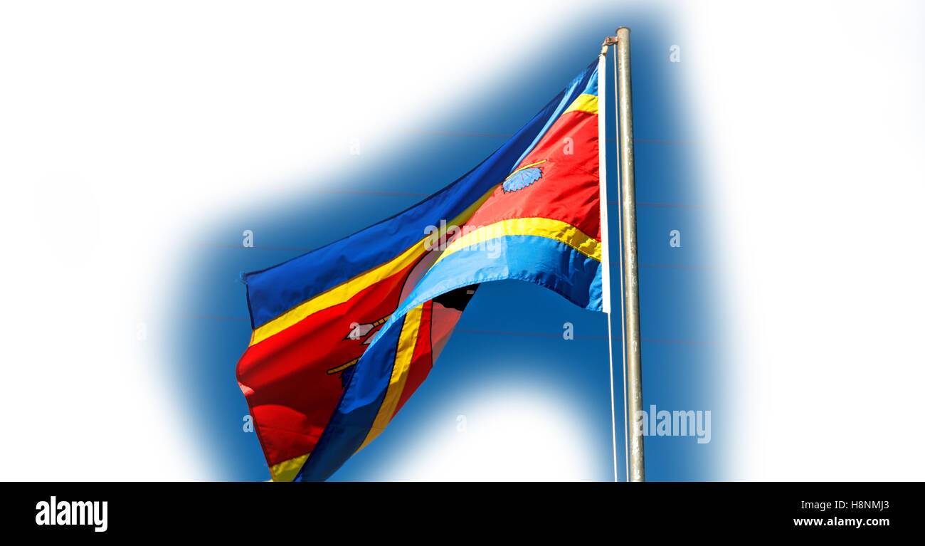 blur in swaziland waving flag and sky like abstracr concept Stock Photo ...