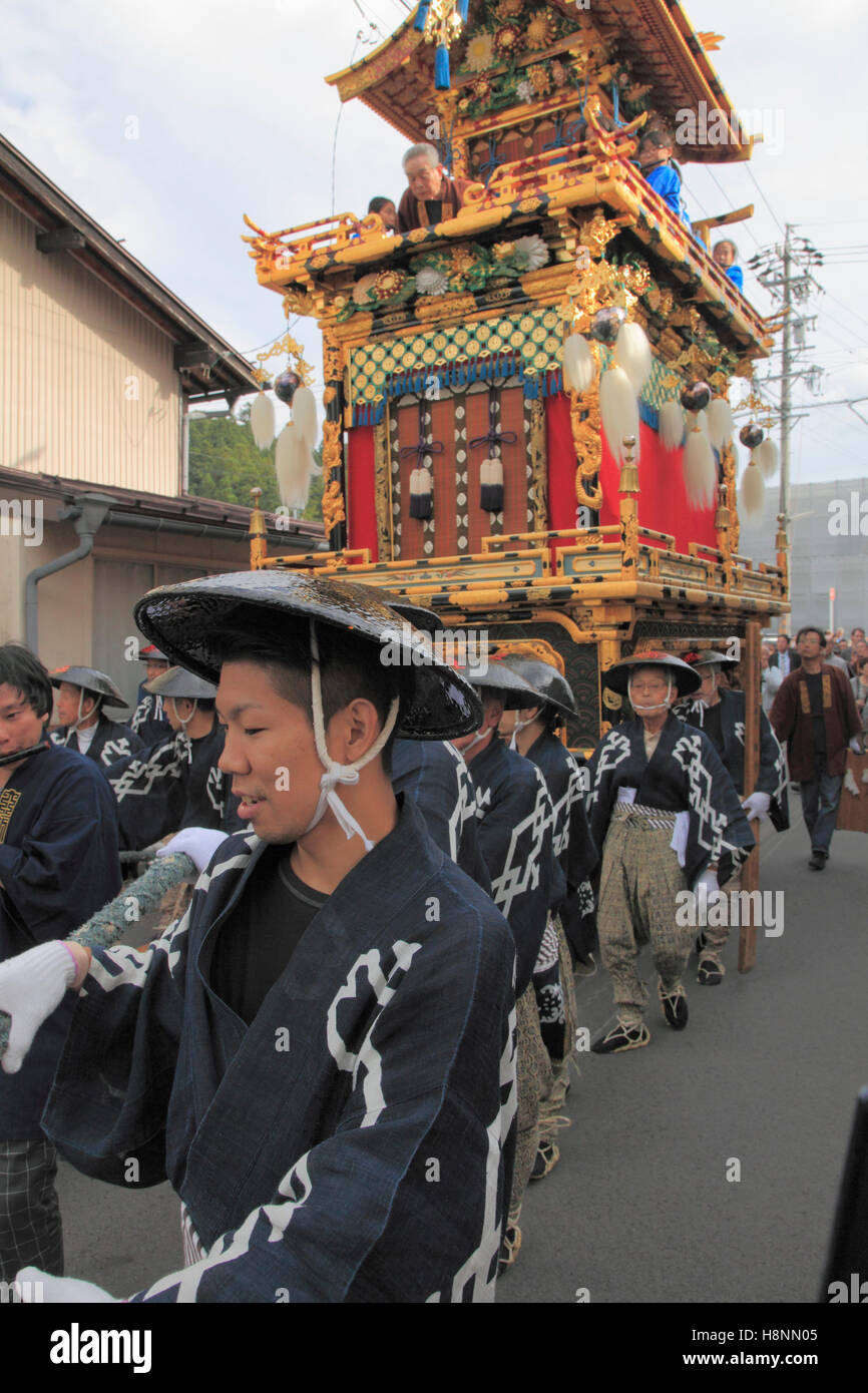 Japan, Gifu, Takayama, festival, procession, float, yatai, people Stock ...