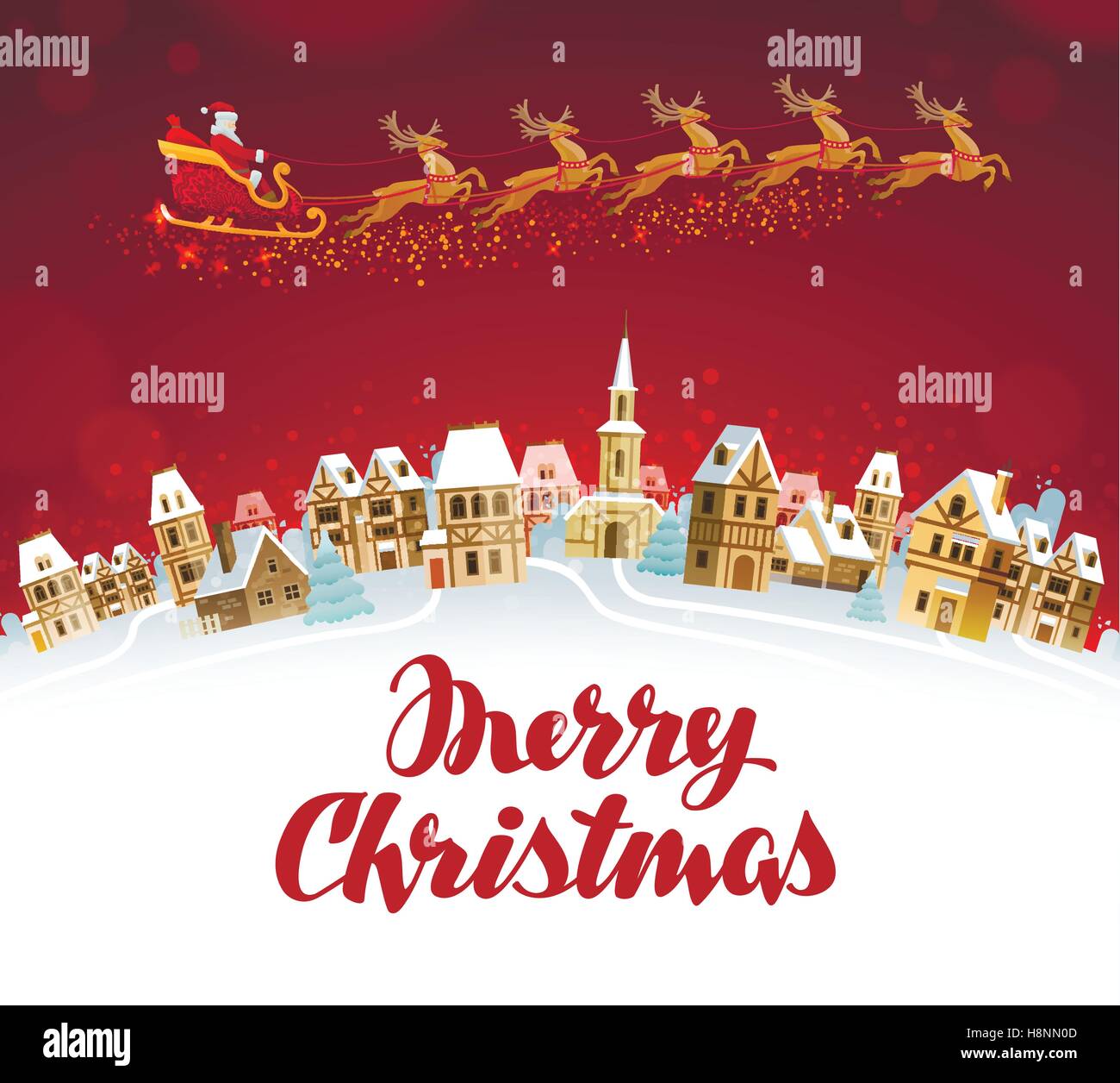 Santa sleigh reindeer flying over hi-res stock photography and images ...