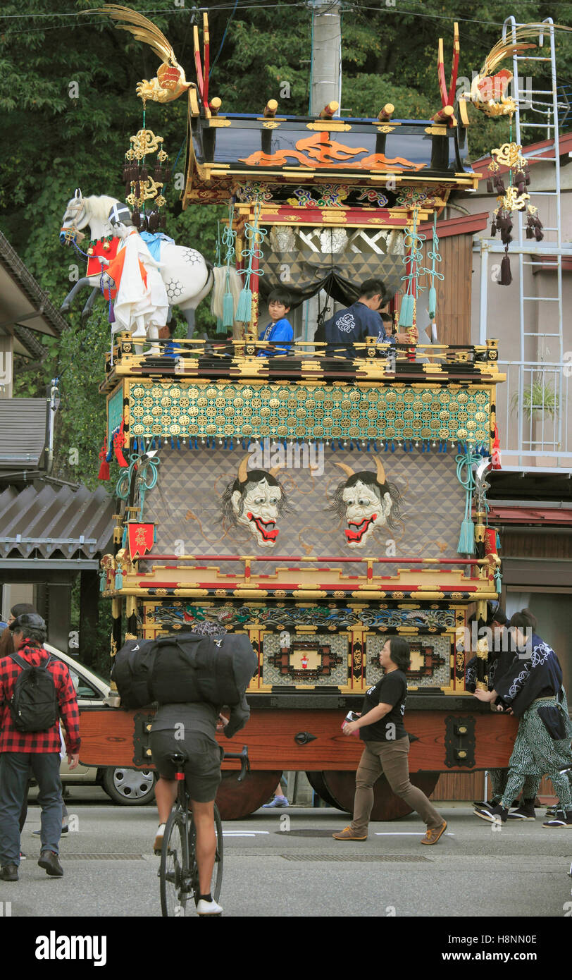 Japan, Gifu, Takayama, festival, procession, float, yatai, people Stock ...