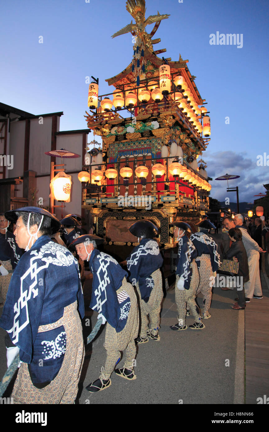 Japan, Gifu, Takayama, festival, night, procession, float, yatai Stock ...
