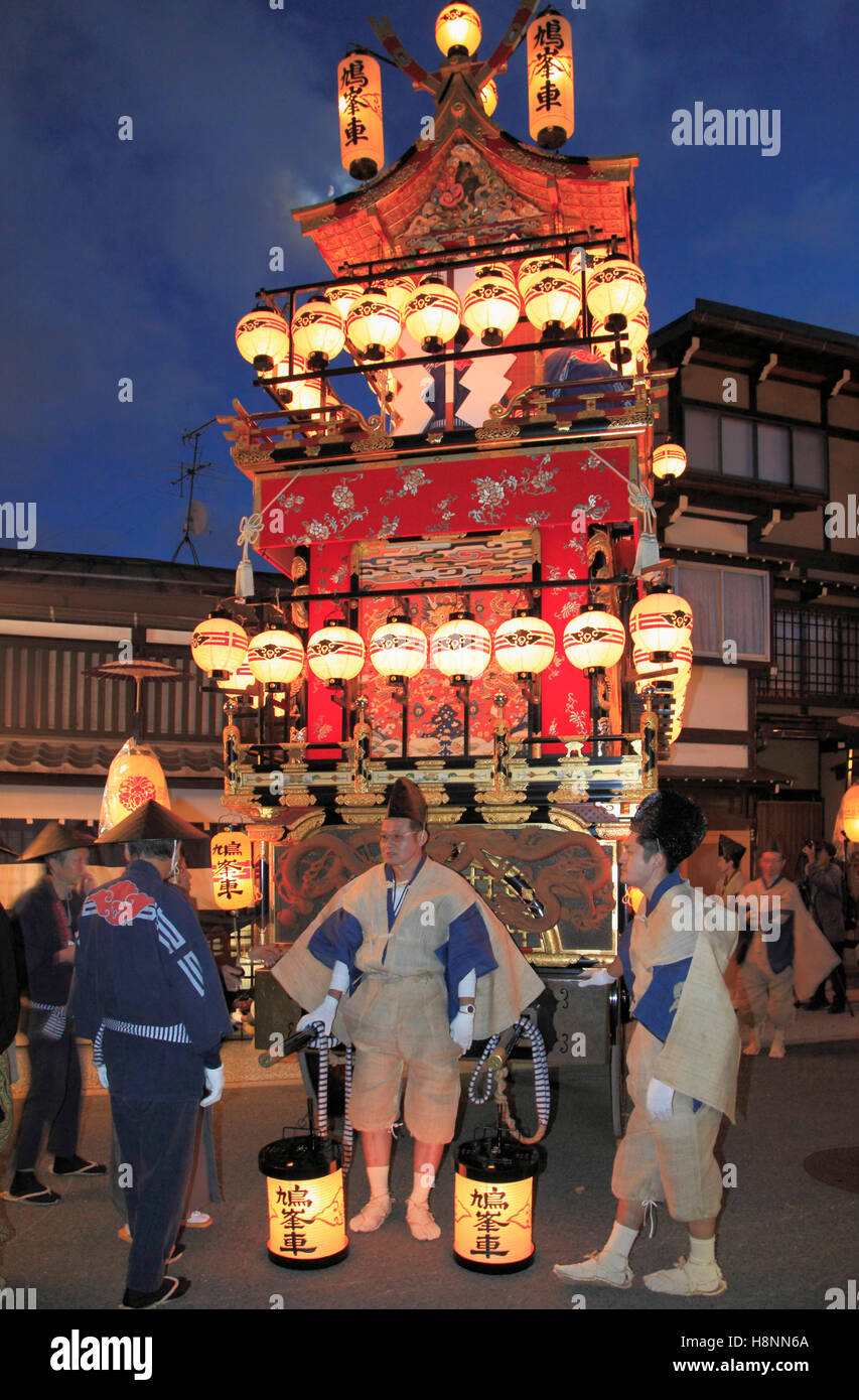 Japan, Gifu, Takayama, festival, night, procession, float, yatai Stock ...