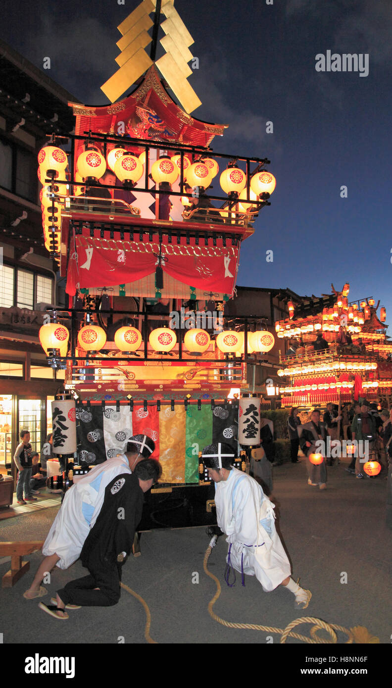 Japan, Gifu, Takayama, festival, night, procession, float, yatai Stock ...