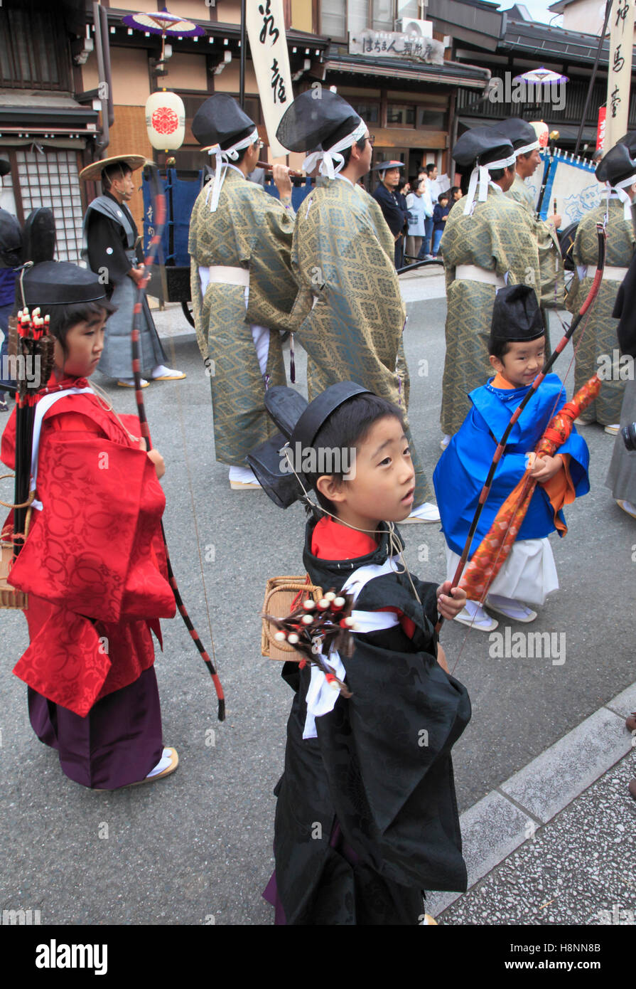 Japan, Gifu, Takayama, festival, procession, people, children Stock ...