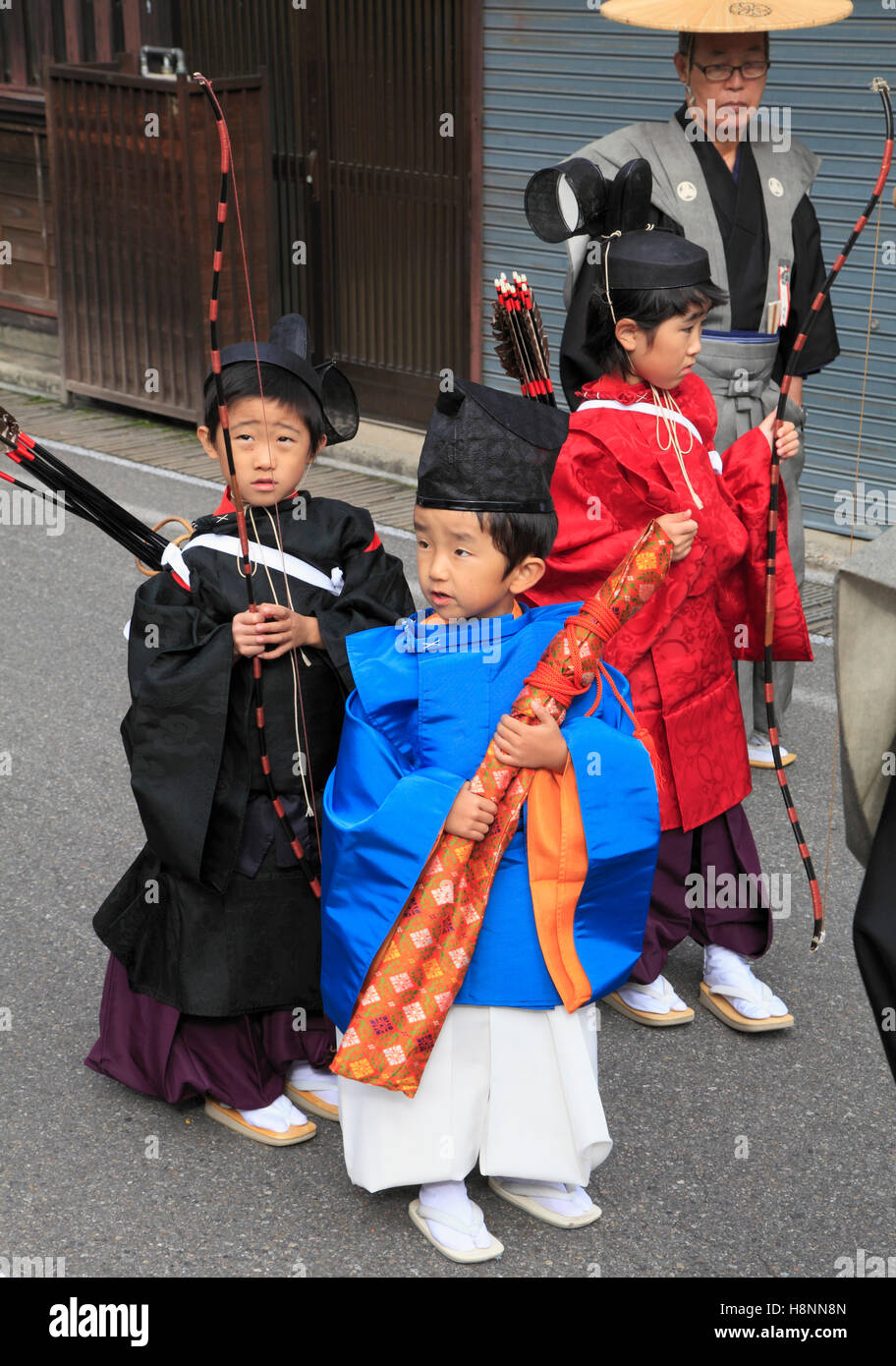 Japan, Gifu, Takayama, festival, procession, people, children Stock ...