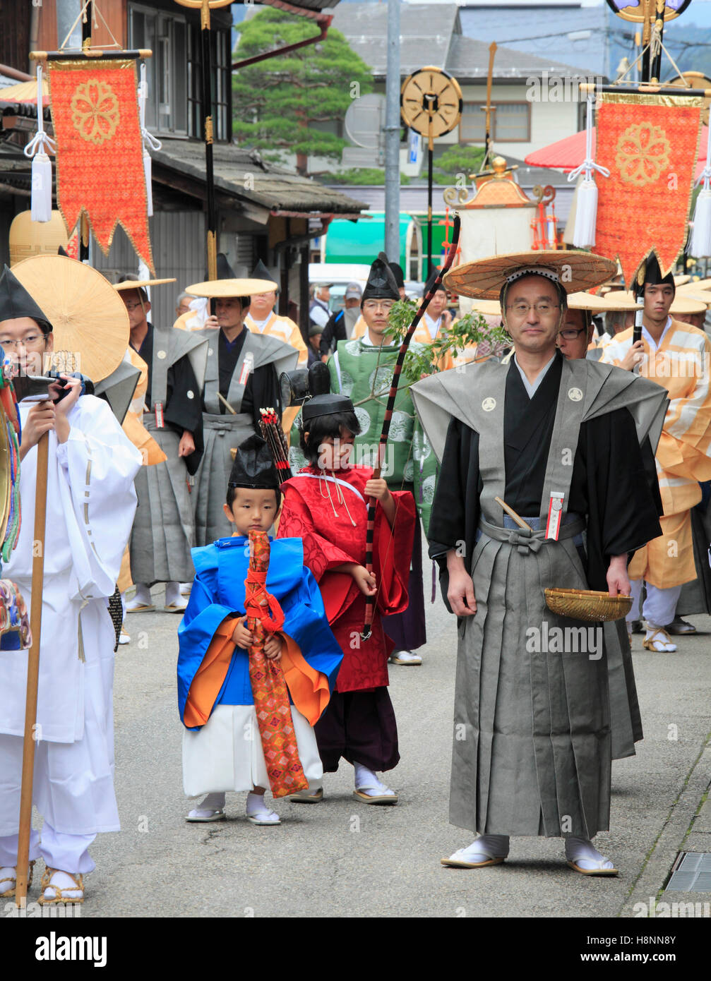 Japan, Gifu, Takayama, festival, procession, people, children Stock ...