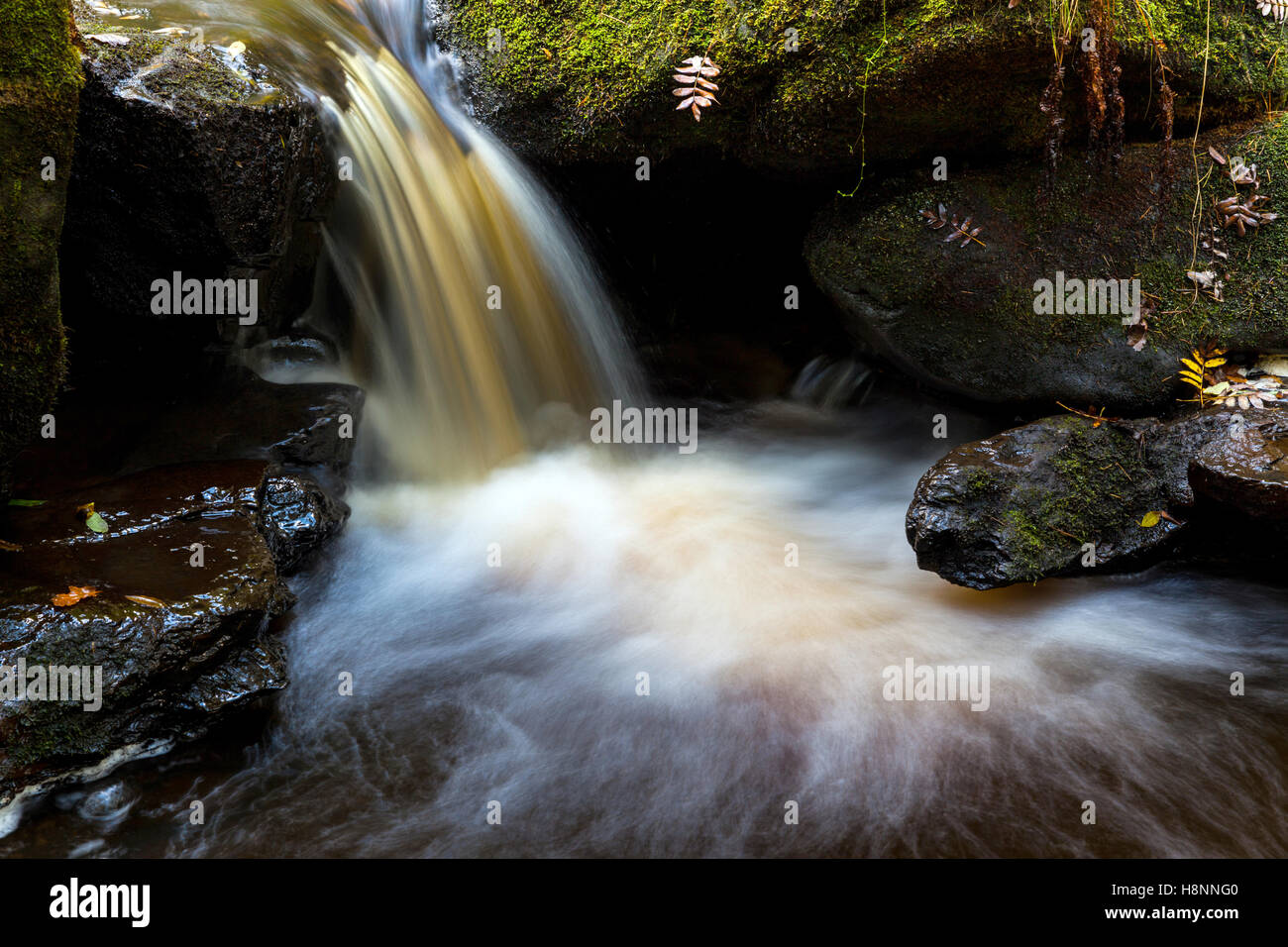 Waterfall at Hareshaw Linn near Bellingham in Northumberland, England ...
