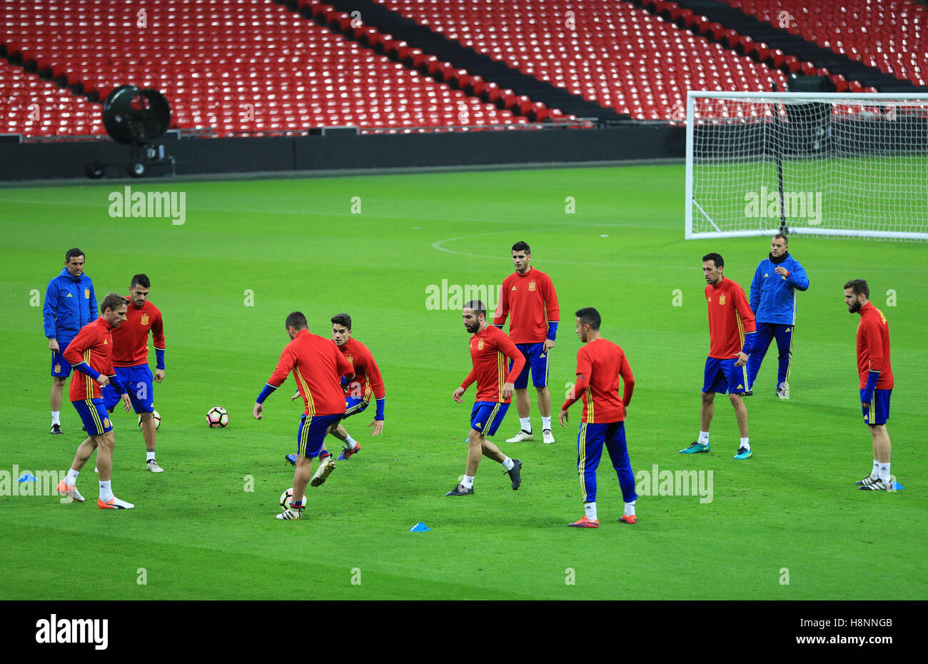 Spain players during a training session at Wembley Stadium, London ...
