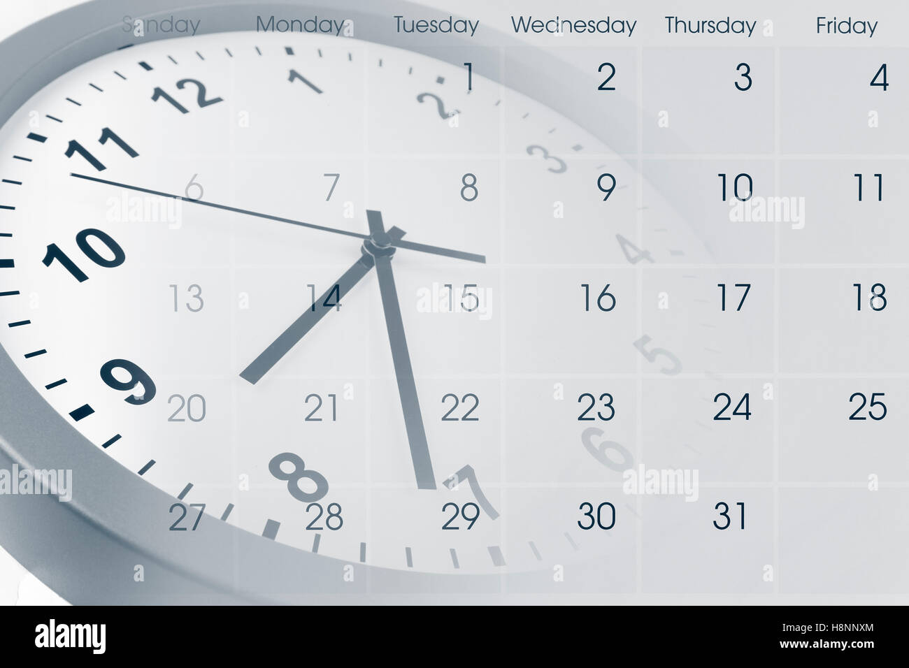 Clock face and calendar composite Stock Photo - Alamy