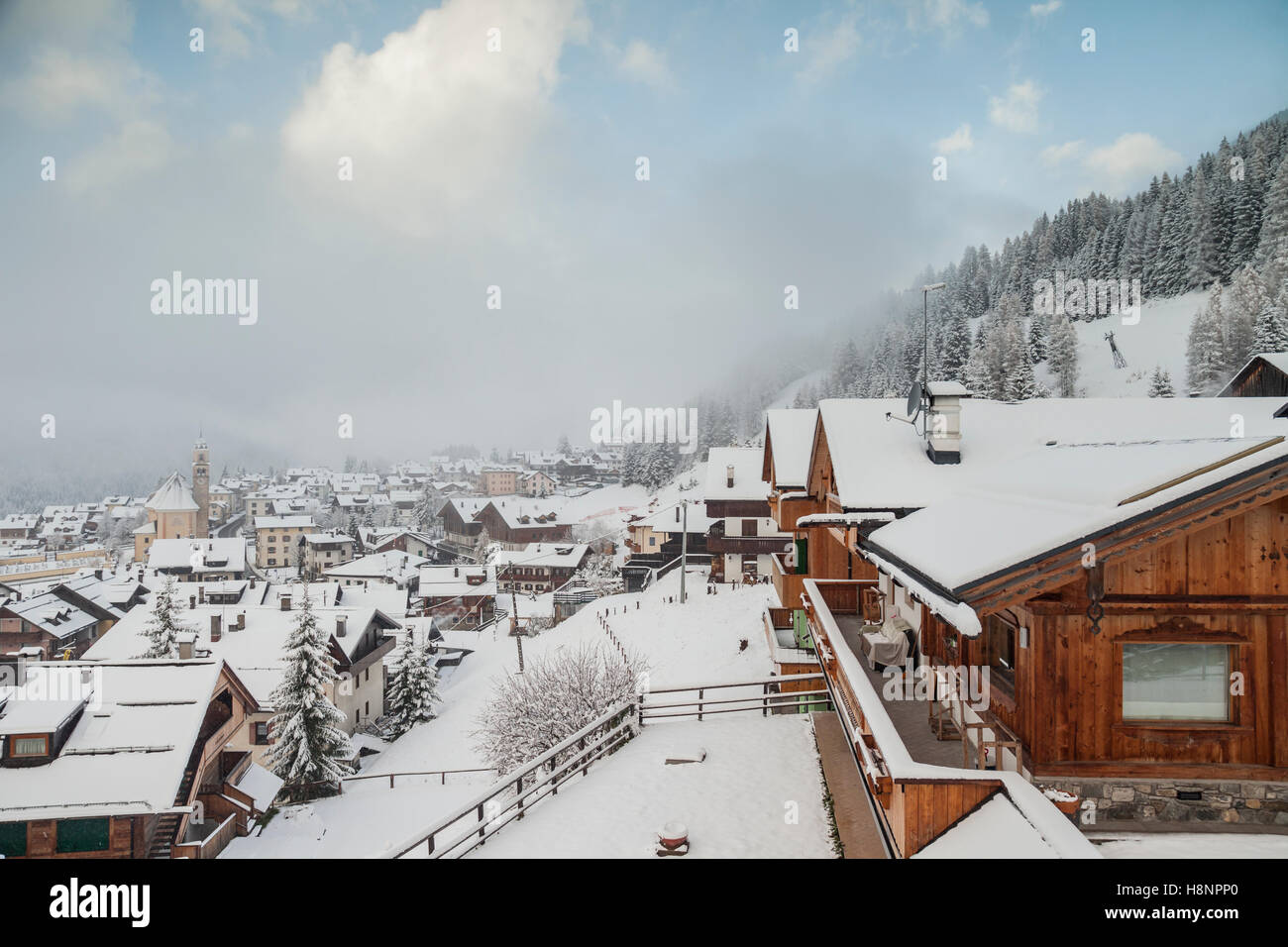 Early November snow in Sappada, Dolomites, Italy Stock Photo - Alamy