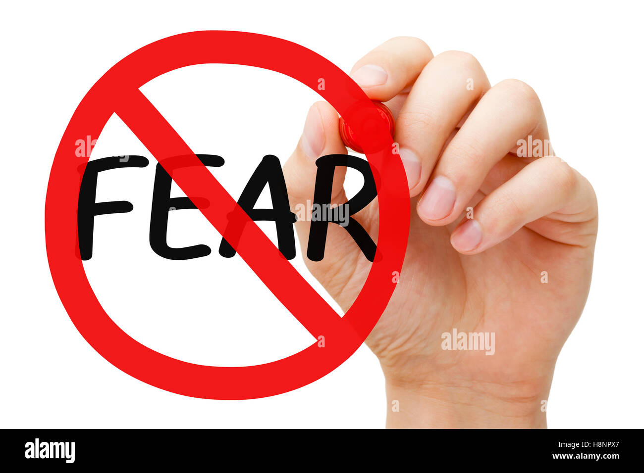 Hand drawing Fear prohibition sign concept with marker on transparent ...