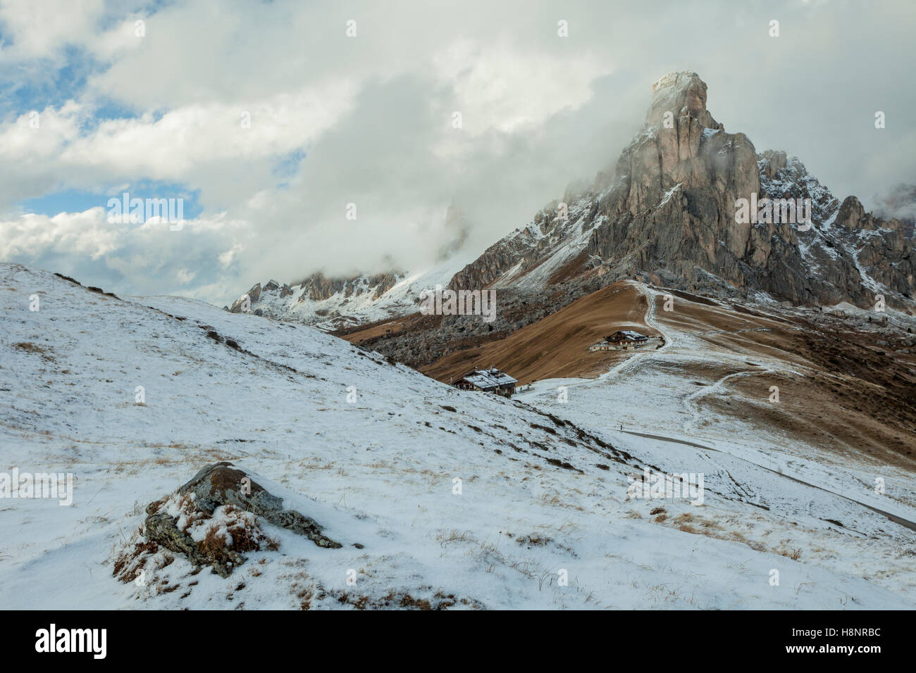 Blizzard at Giau pass, Dolomites, Italy Stock Photo - Alamy