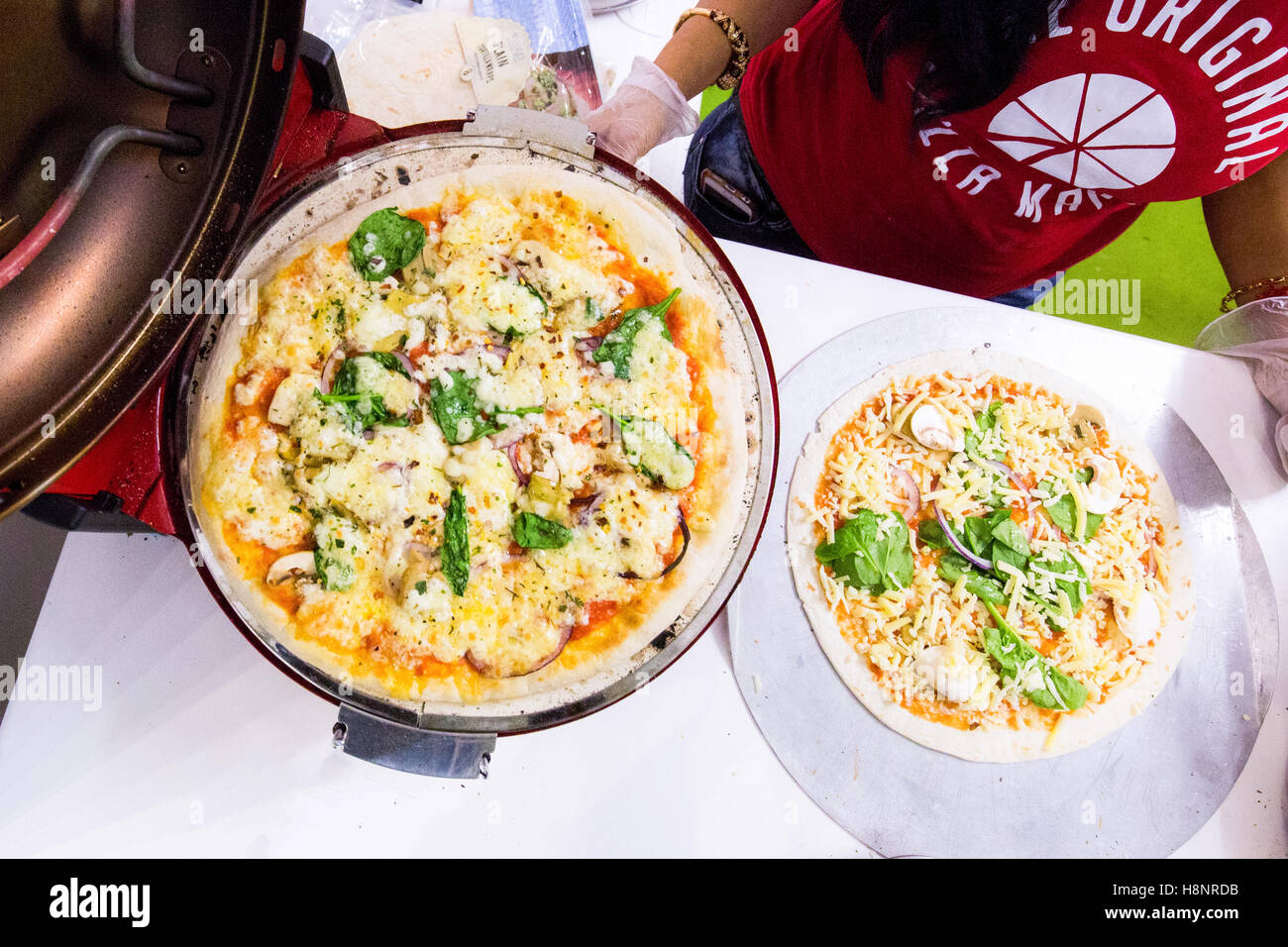Pizza demo at the BBC Good Food Show held at Olympia Grand, London ...