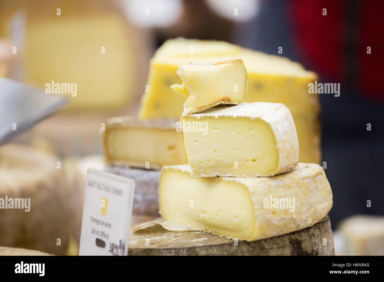 Cheese displayed at the BBC Good Food Show at Olympia London Stock ...