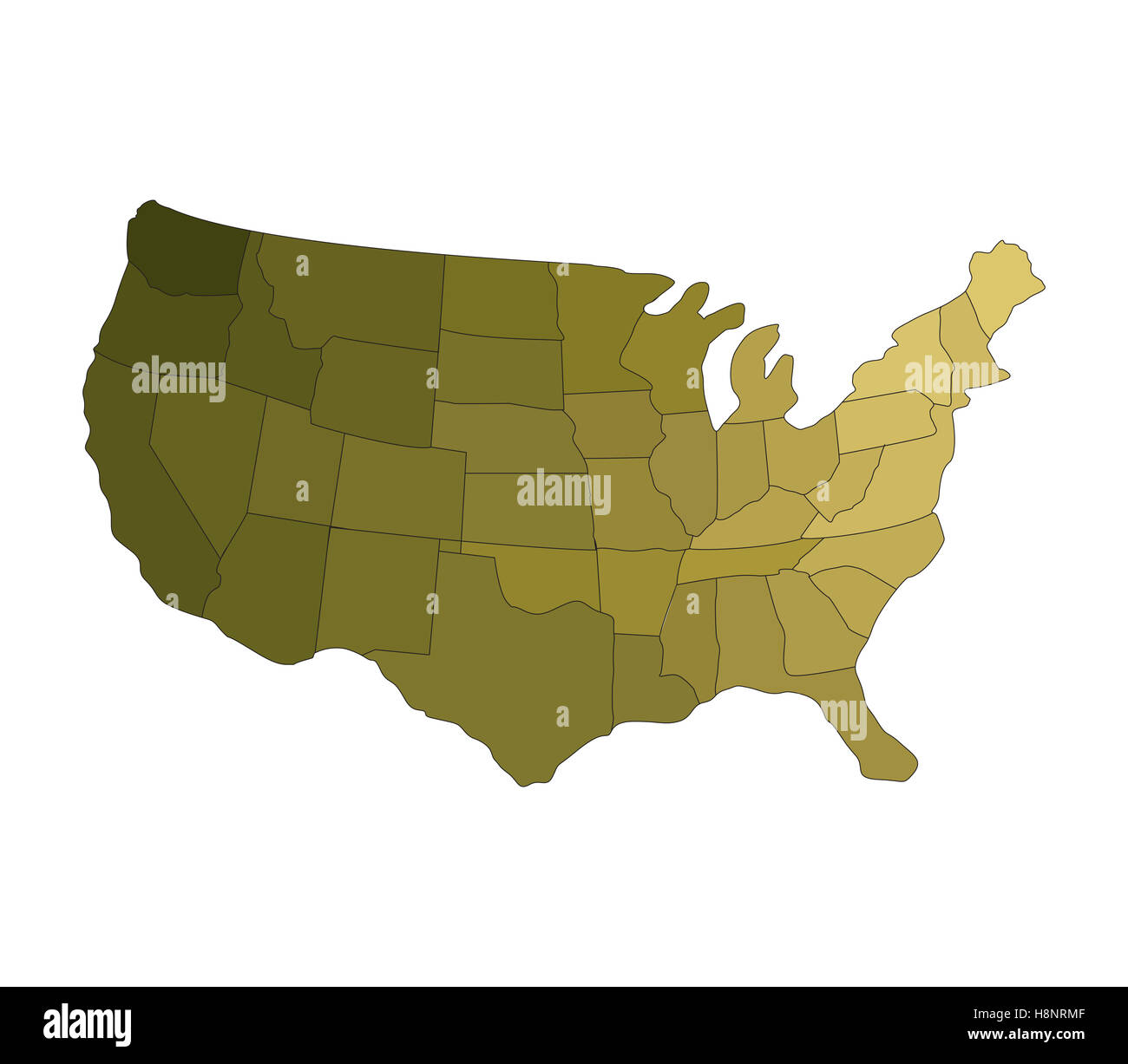 map of the united states with regions Stock Photo - Alamy