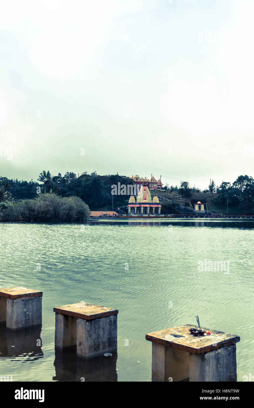 Hindu temple by the sacred lake of Grand Bassin, Mauritius Stock Photo ...