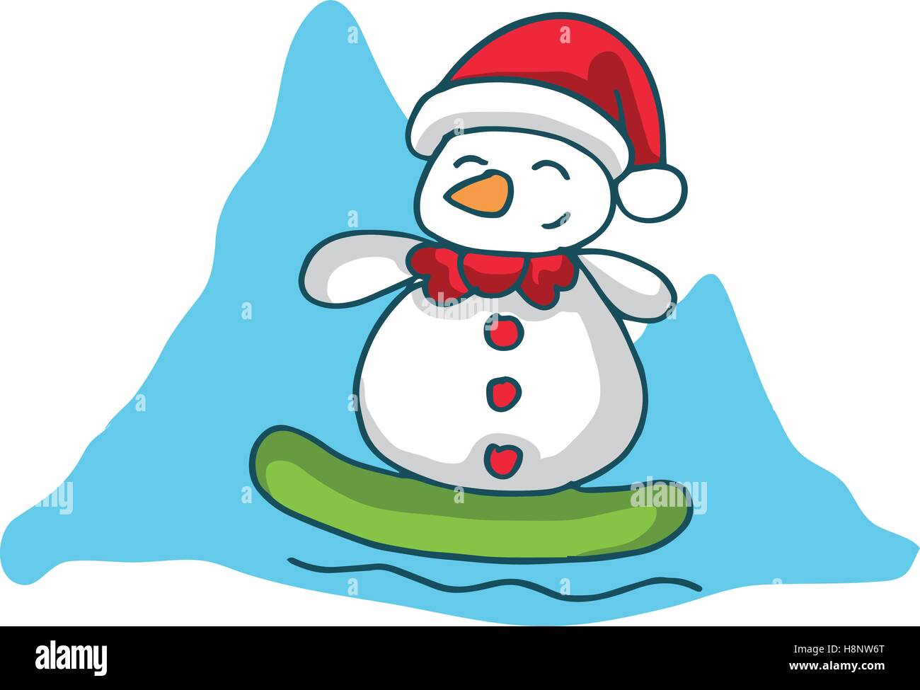 Snowman surfing character Christmas theme Stock Vector Image & Art - Alamy