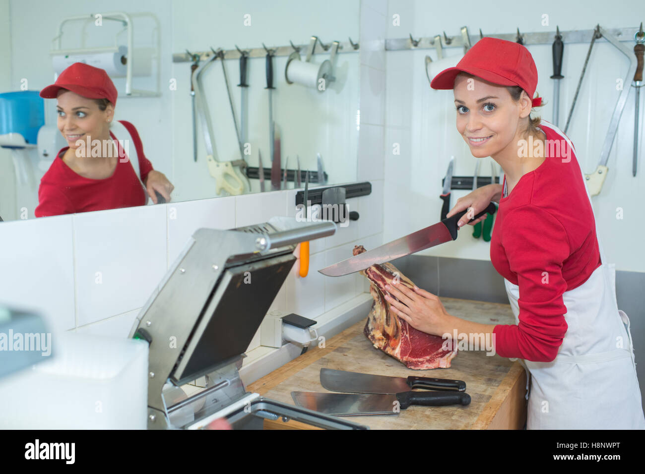 female butchers at work Stock Photo - Alamy