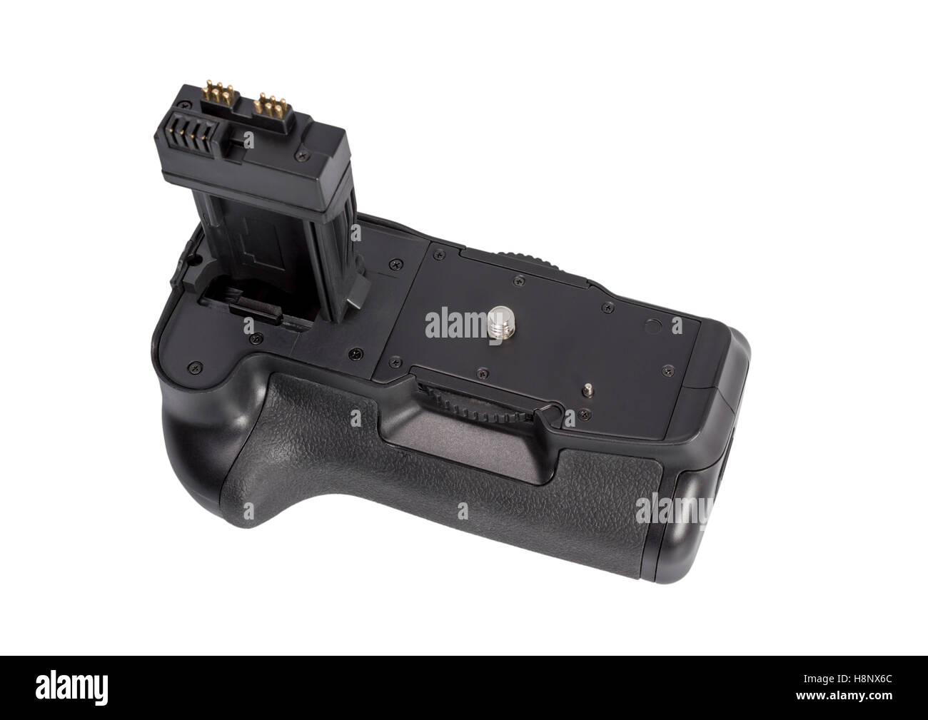 Battery grip for modern DSLR camera isolated on white background Stock ...