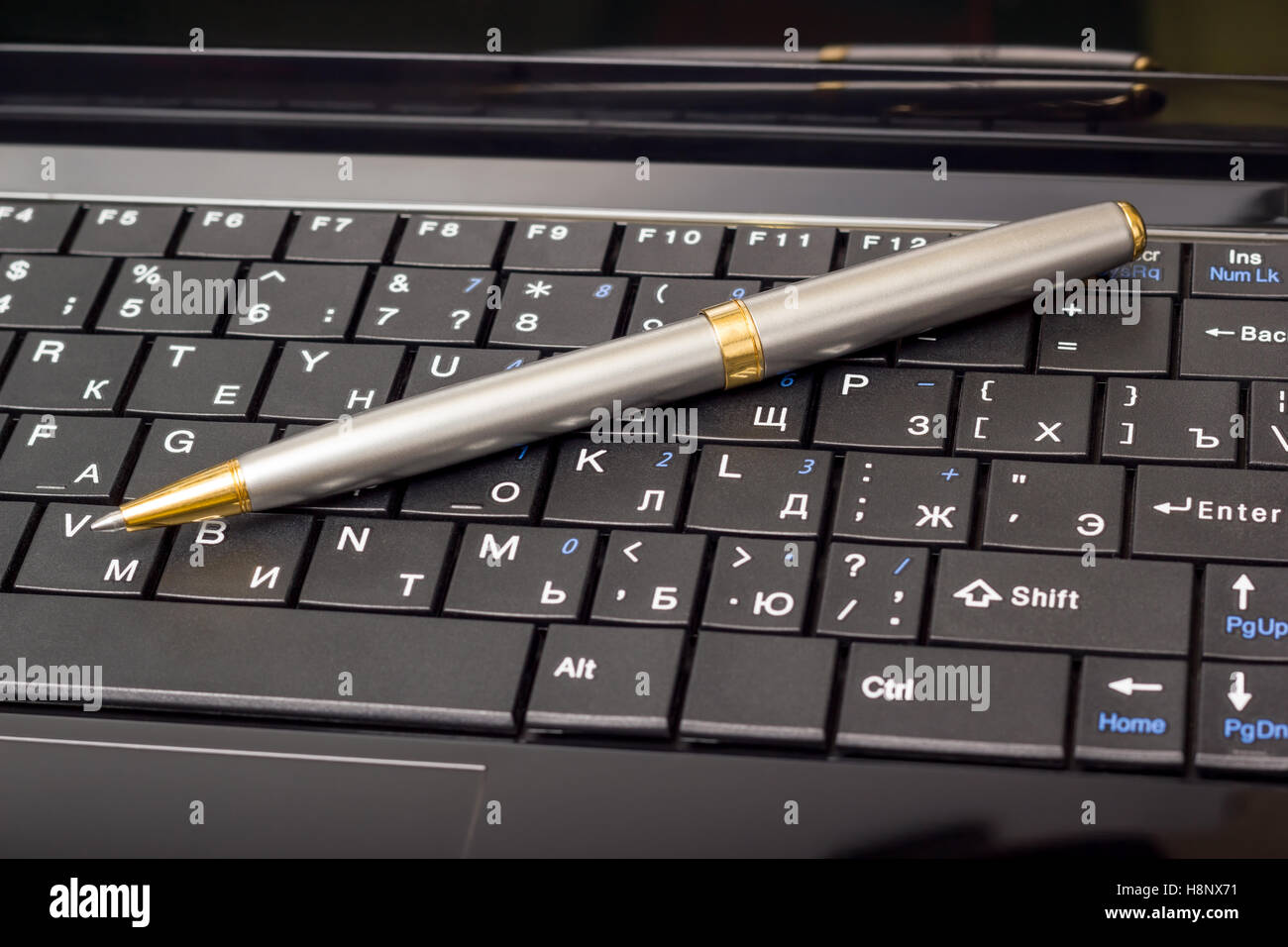 Electronic collection - close-up laptop keyboard with russian letter ...