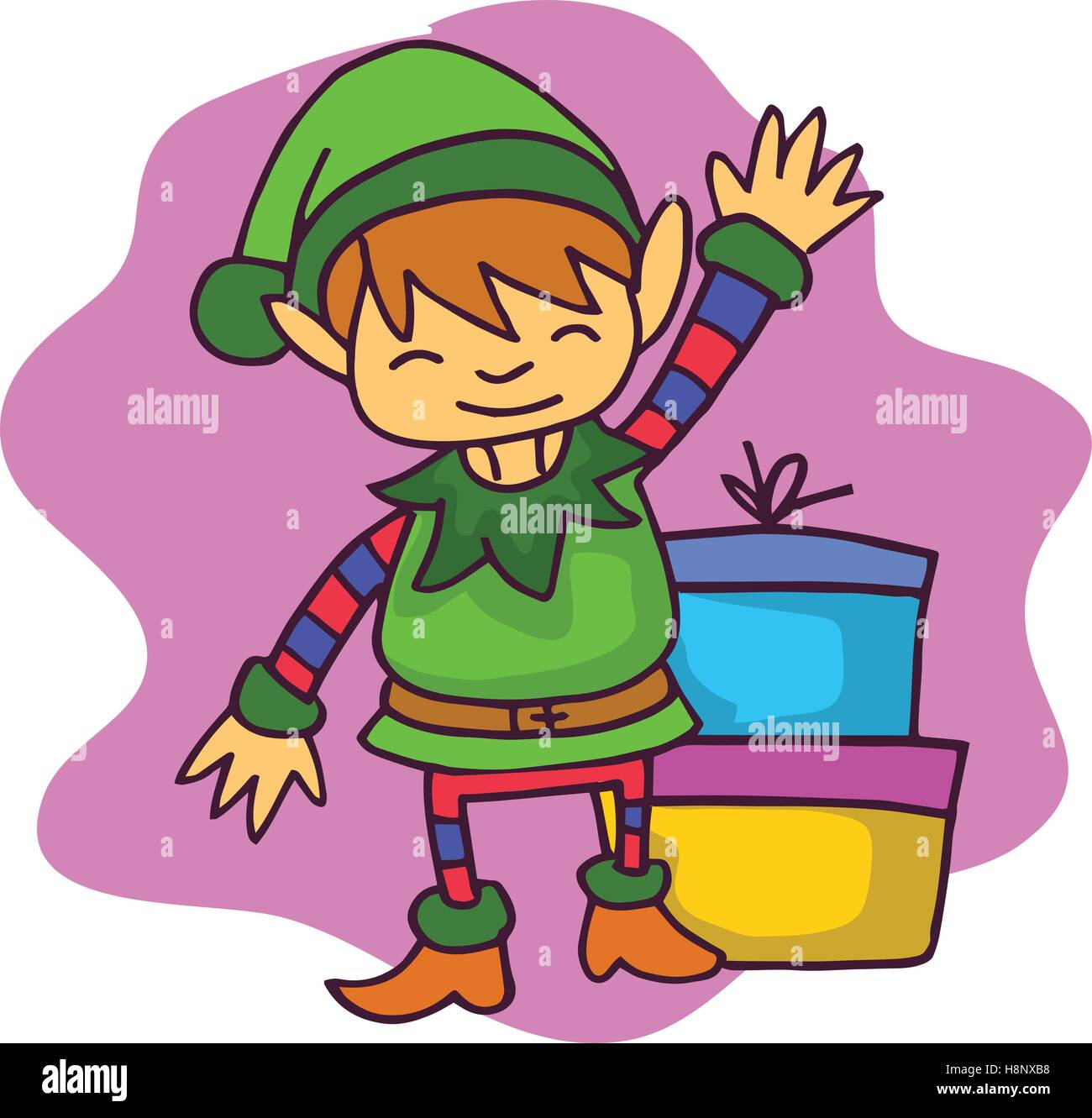 Cartoon waving christmas elf hi-res stock photography and images - Alamy