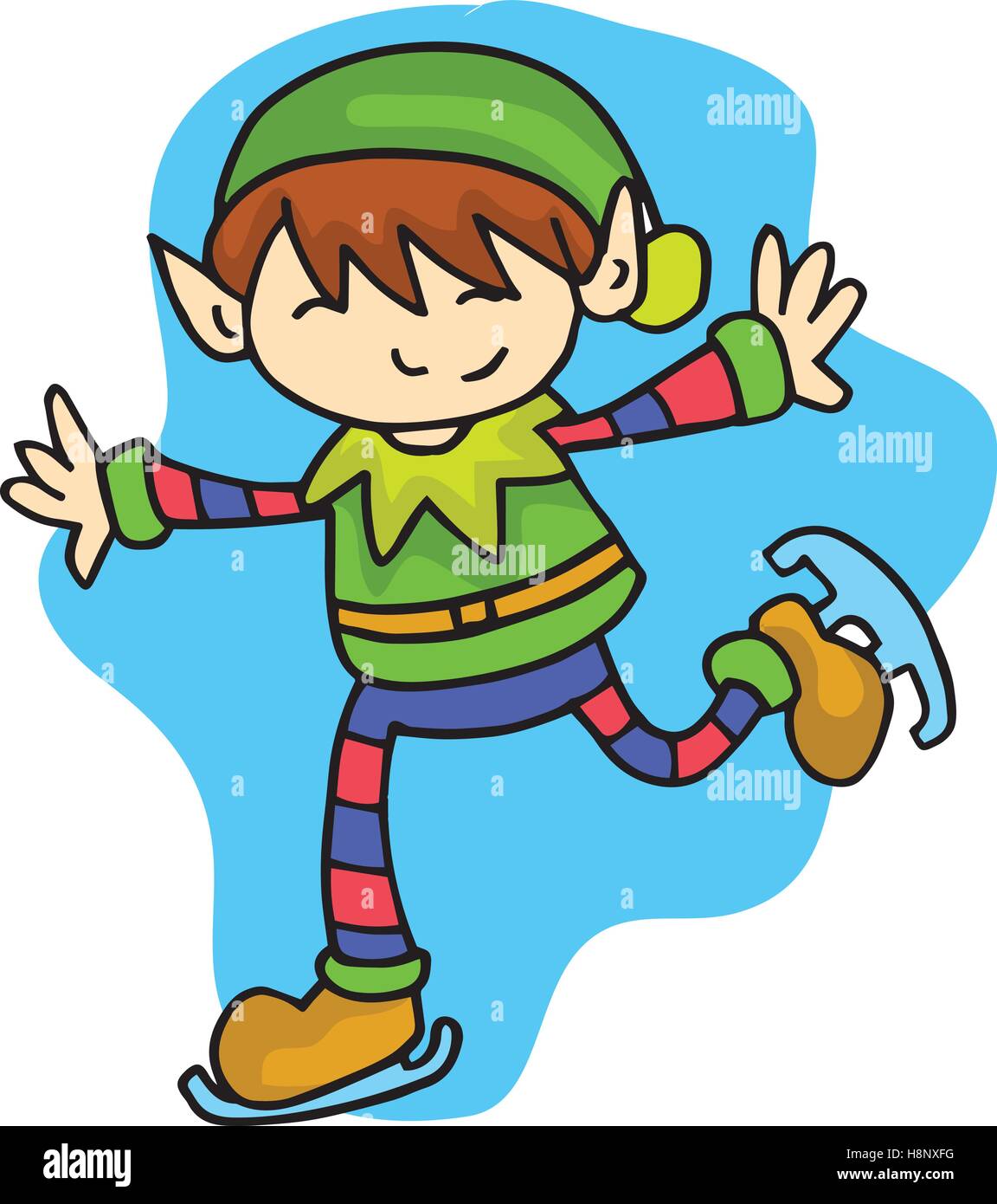 Elf skating cute kid cartoon Stock Vector Image & Art - Alamy