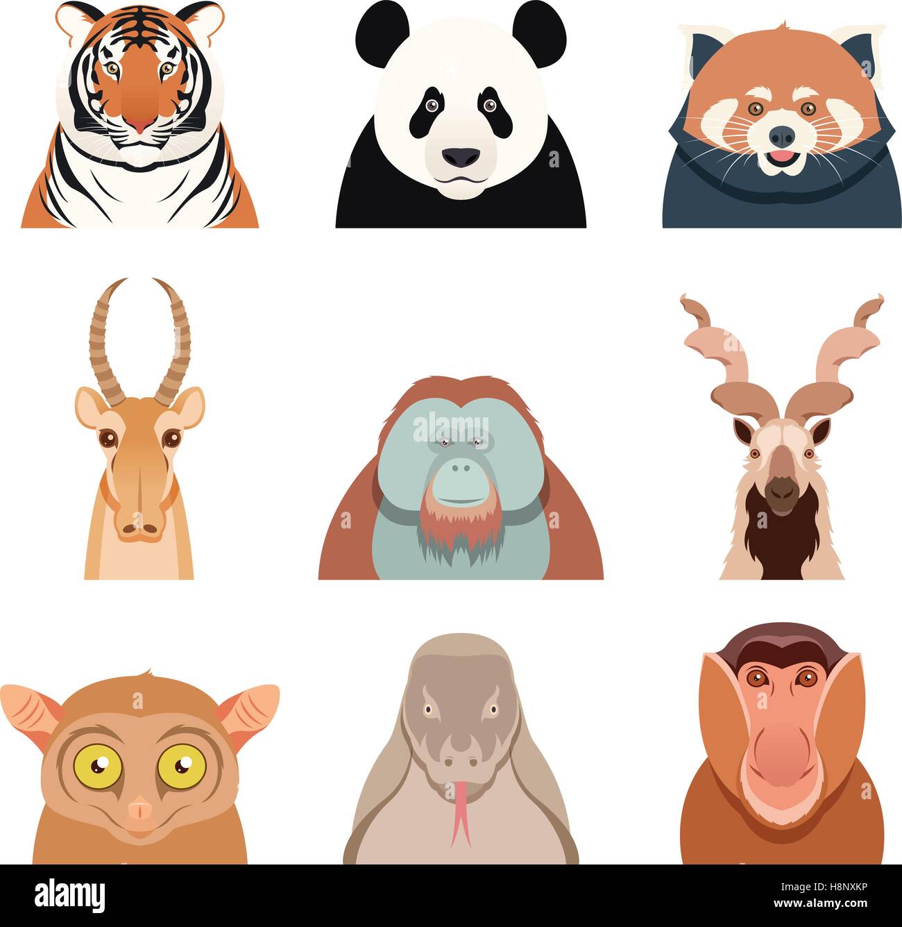 Vector image of the Flat set of asian animals Stock Vector Image & Art ...