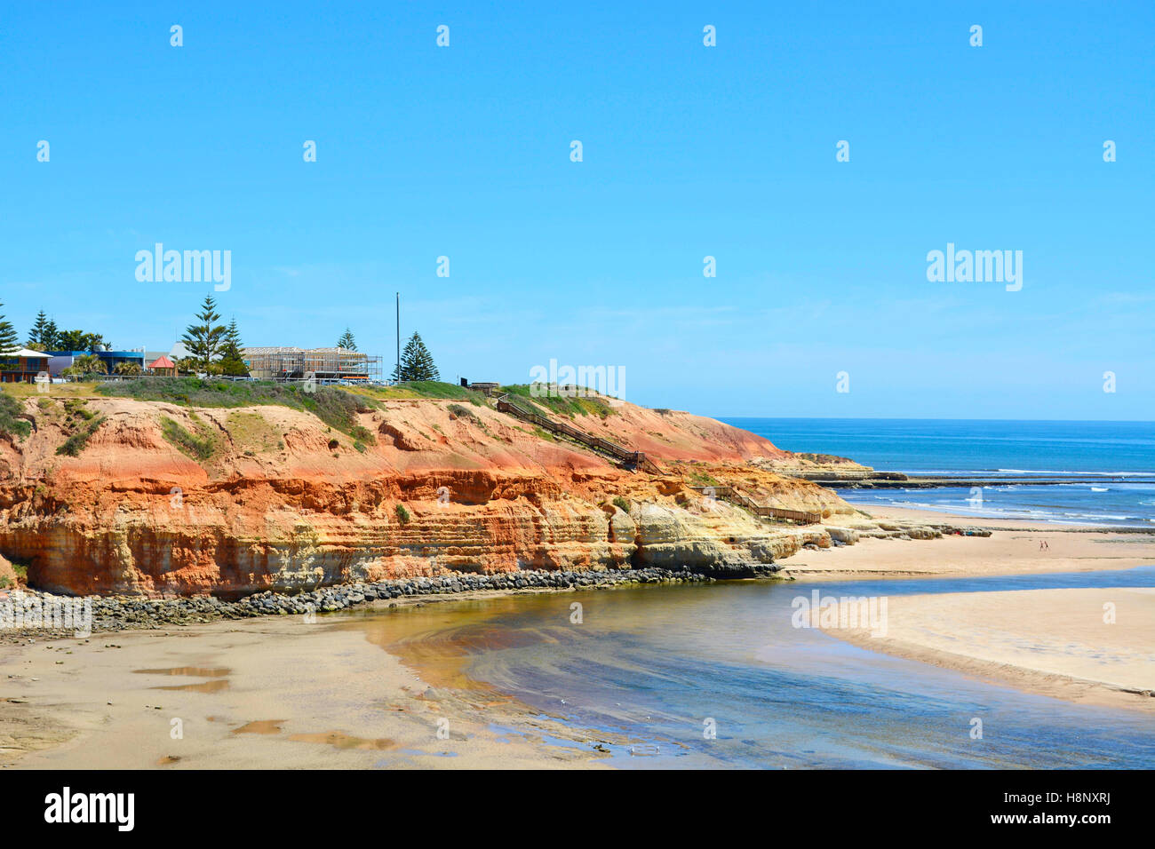 Beautiful scenic coastline estuary where Onkaparinga River flows into ...