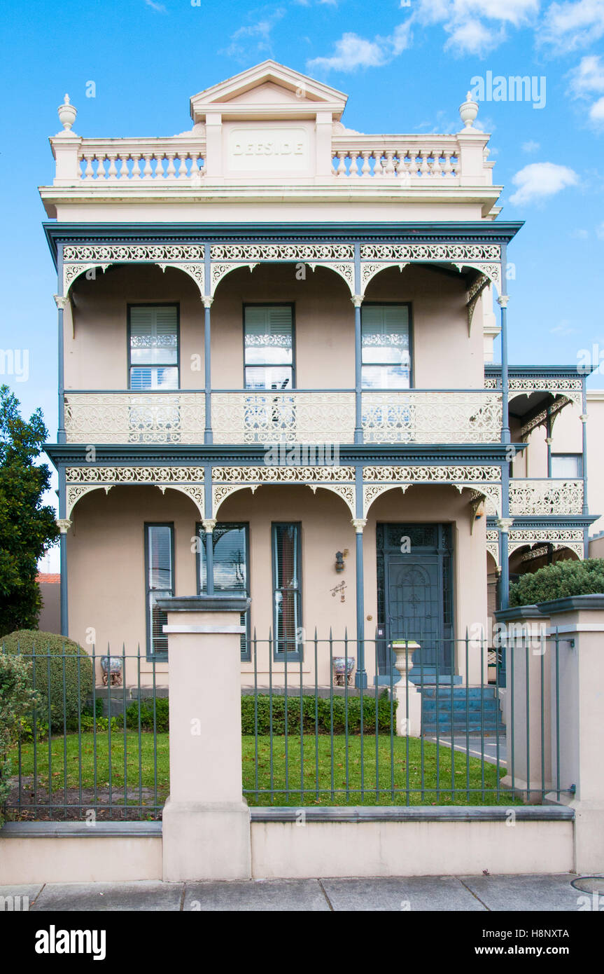 Late Victorian-era double-storey brick home in Melbourne, displaying ...