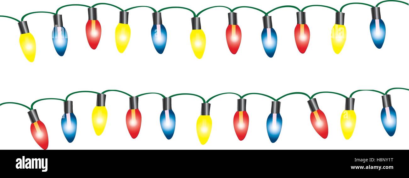 vector illustration of Christmas lights holiday background Stock Vector ...