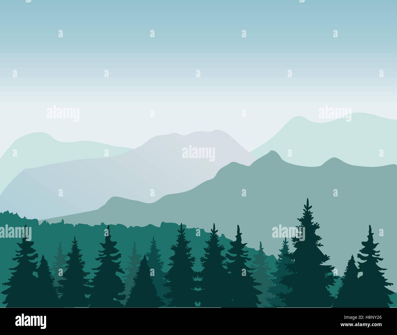 vector illustration of mountain background with fir-trees Stock Vector ...