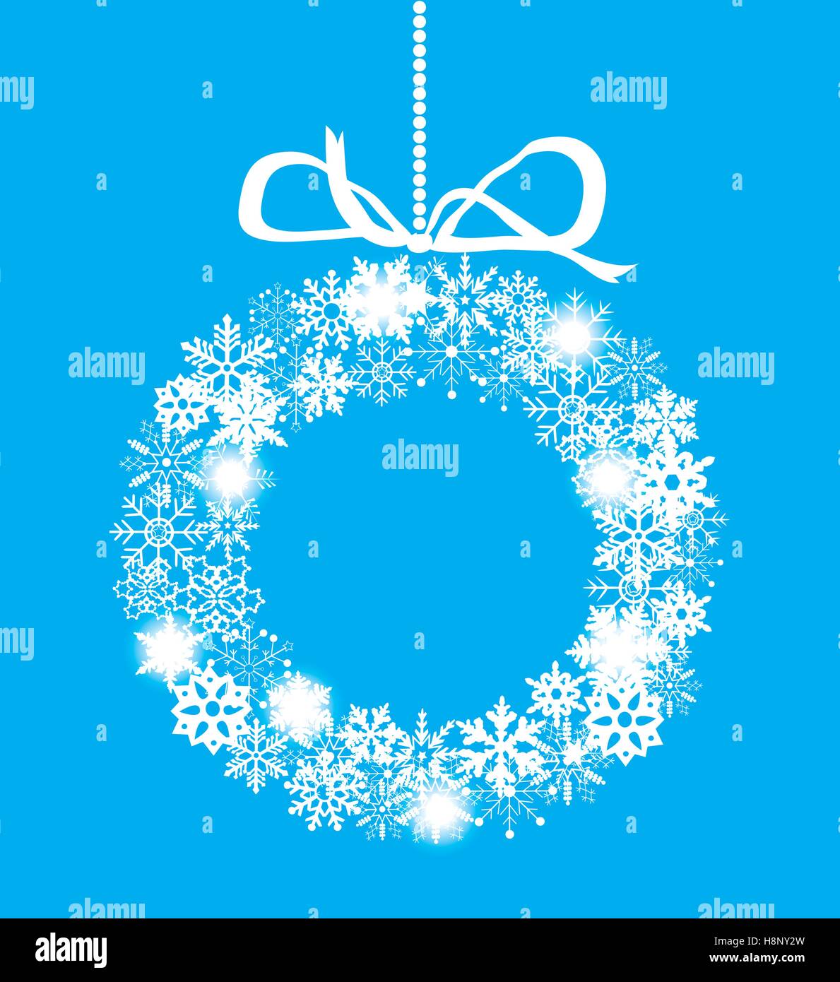 vector illustration of Christmas wreath made of snowflakes Stock Vector ...