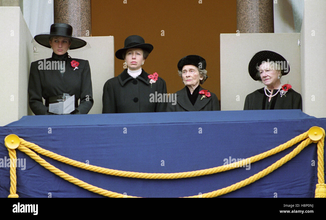 Members of the Royal family watch the Remembrance Sunday ceremony at ...