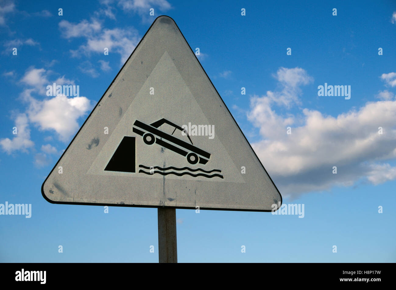 Car falling into water road sign hi-res stock photography and images ...