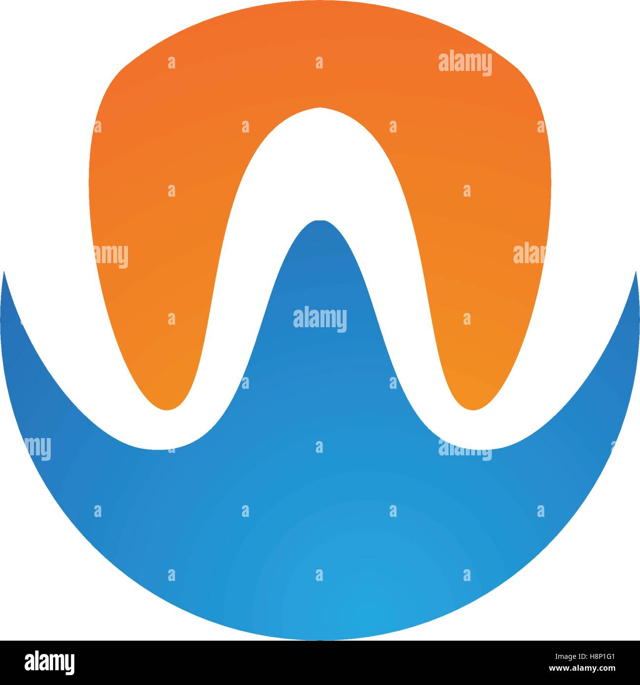 Vector Logo with yellow sun and blue sea waves. Vector logotype Stock ...