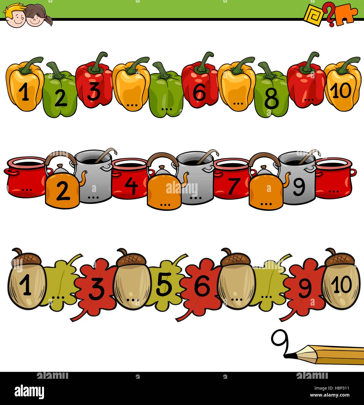 Cartoon Illustration of Educational Mathematical Activity for Children ...
