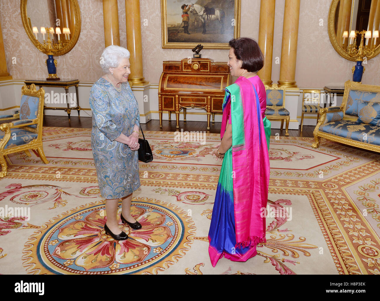 Queen Elizabeth II talks with Her Excellency Ms Amari Mandika ...