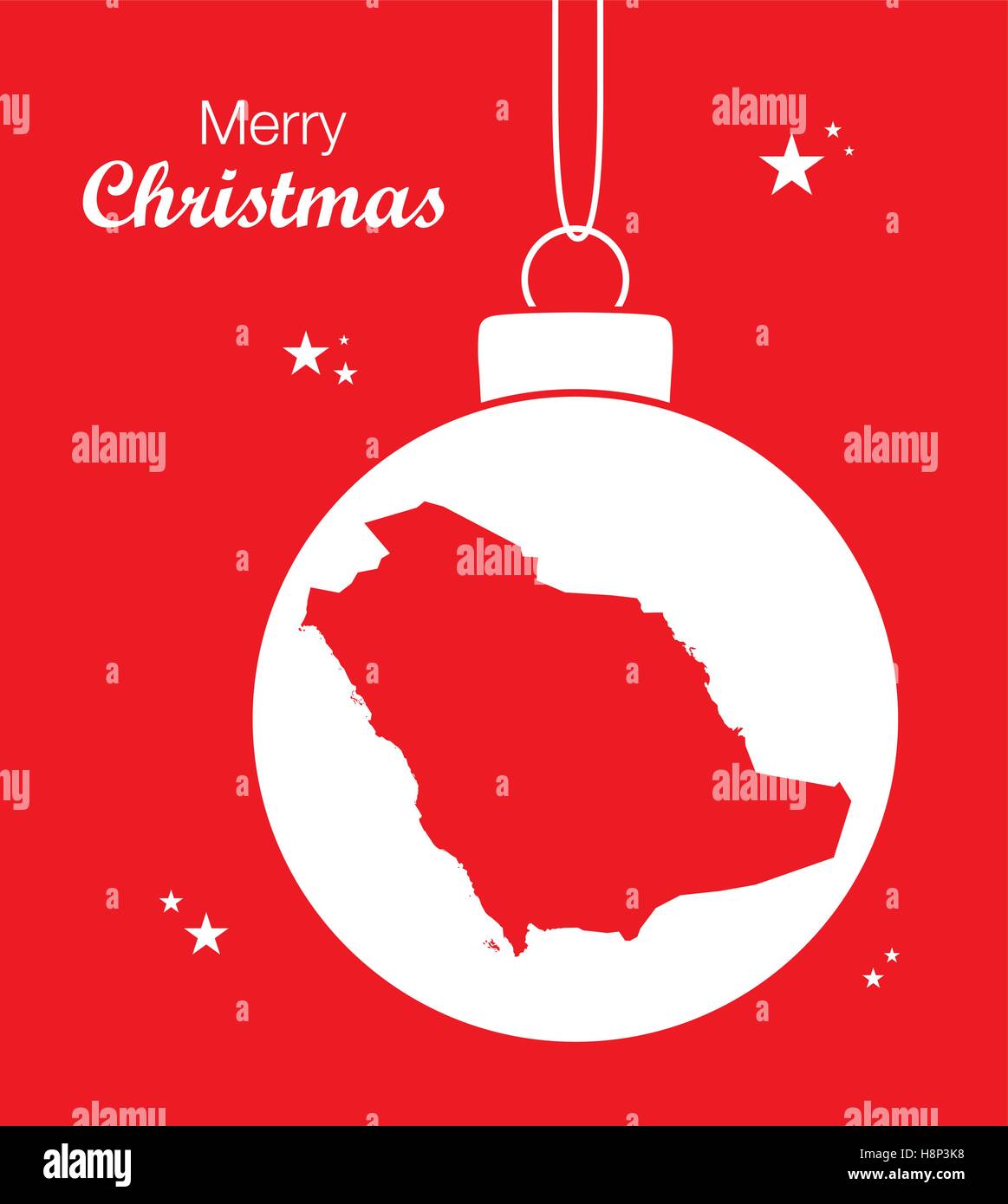 Merry Christmas illustration theme with map of Saudi Arabia Stock ...