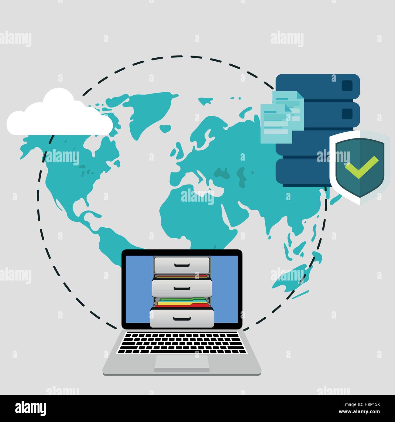 Big data secure storage from laptop with personal documents Stock ...