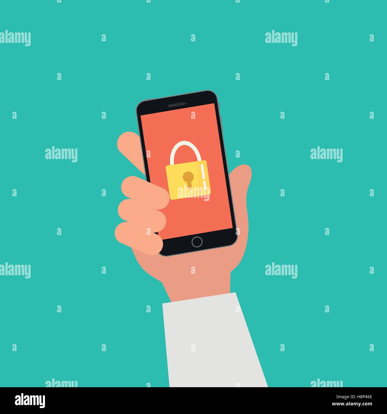 Hand holding lock sign Stock Vector Images - Alamy