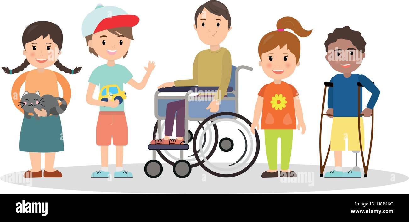 Special needs children with friends Stock Vector Image & Art - Alamy