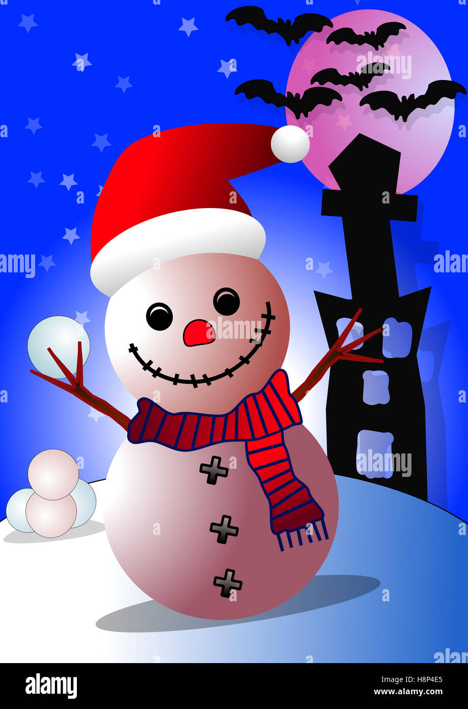 Snowman playing in the Snow Stock Photo - Alamy