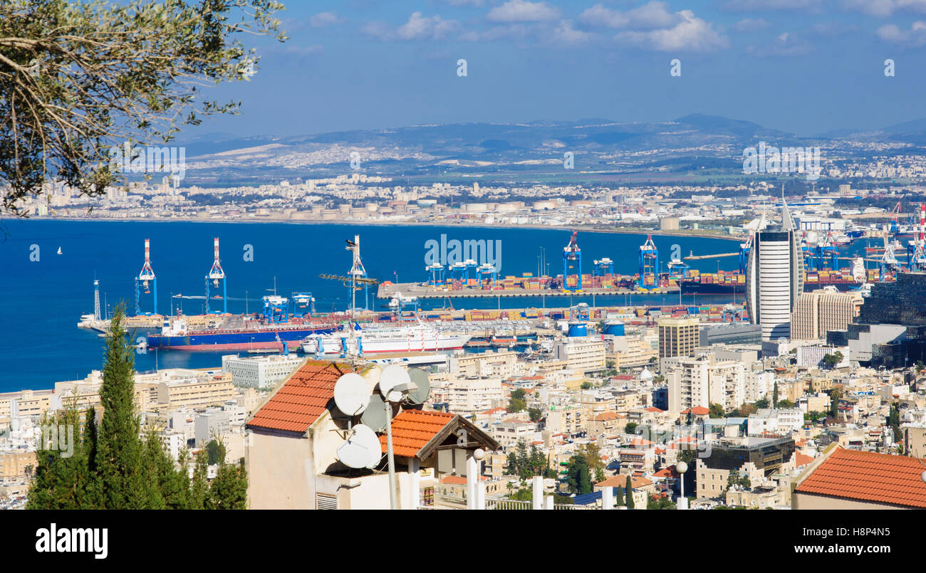 View of Haifa bay and the port, in Haifa, Israel Stock Photo - Alamy