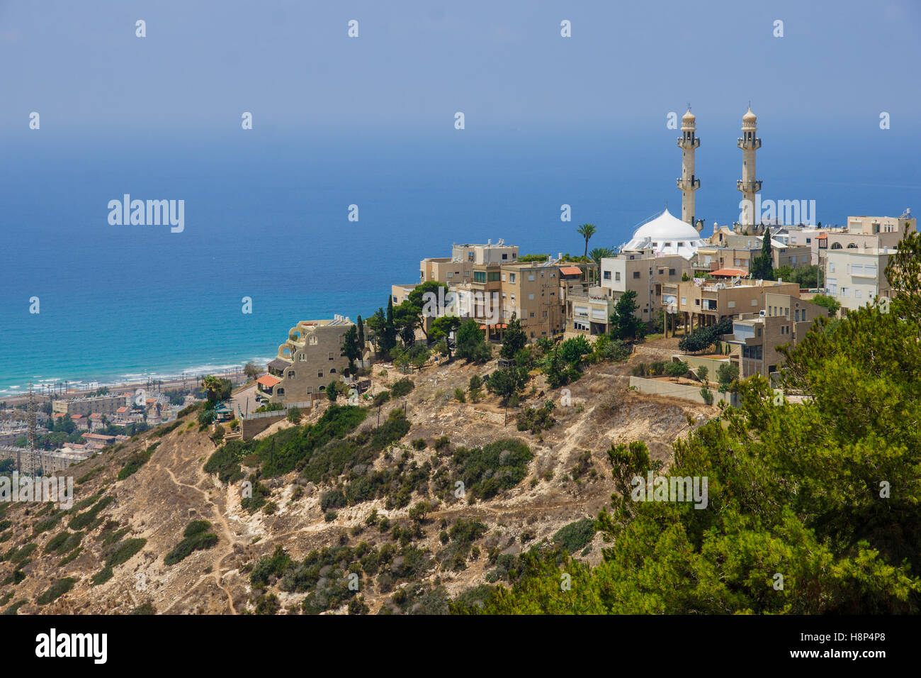 The Kababir neighborhood and the Mahmood Mosque, with the Mediterranean ...