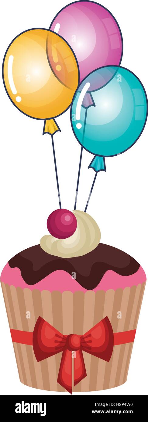 happy birthday delicious cupcake vector illustration design Stock ...