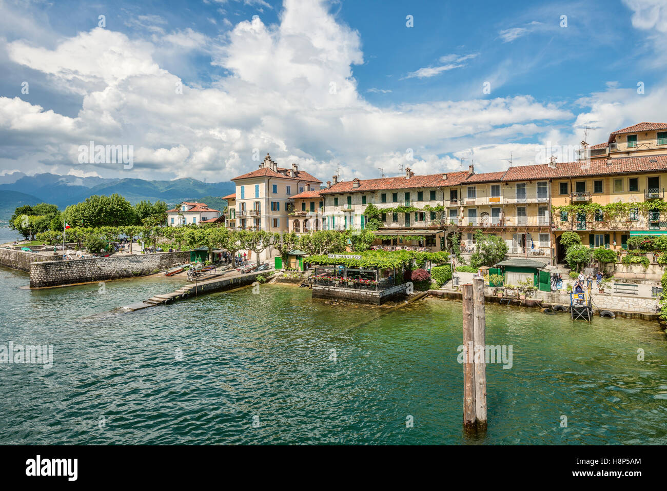 Isola dei Pescatori at Lago Maggiore, seen from the lakeside, Piedmont ...