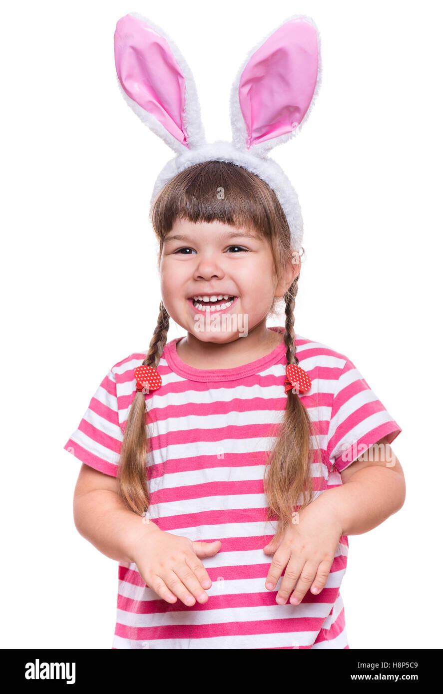 Little girl with rabbit ears Stock Photo - Alamy