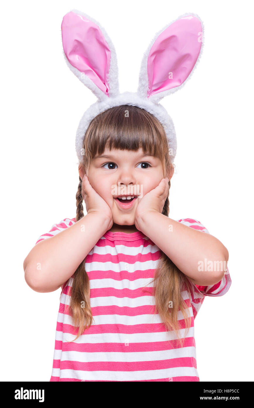 Little girl with rabbit ears Stock Photo - Alamy