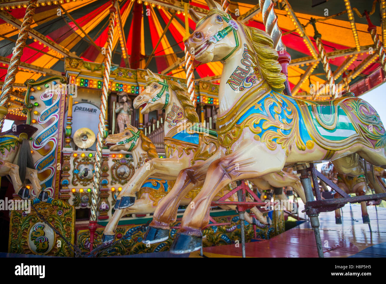 England, Yorkshire - Fair organs (carousel) being shown at the Masham ...