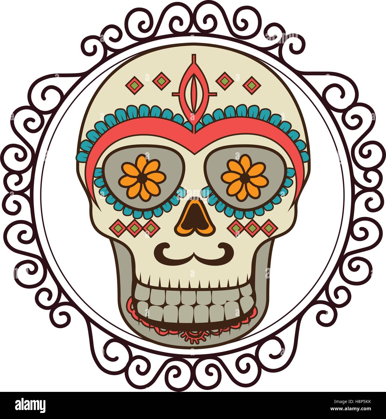 skull mask mexican culture vector illustration design Stock Vector ...